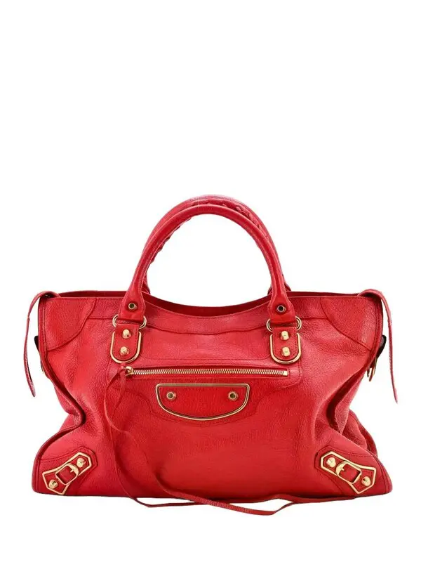 Balenciaga City Classic Metallic Edge Medium Satchel - Red