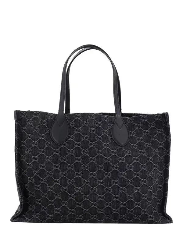 Gucci Ophidia Shopper Gg Denim Large Tote Bag - Black