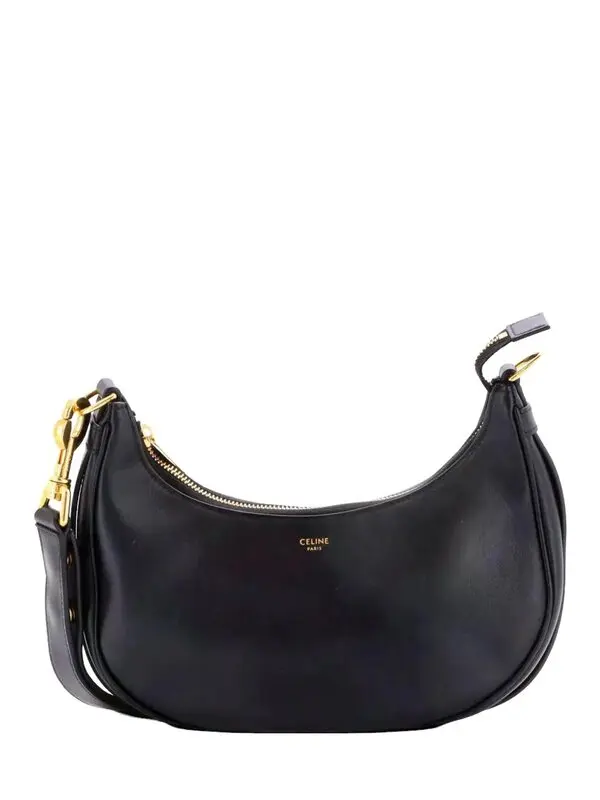 Celine Ava Strap Bag Leather Medium Hobo Bag - Black