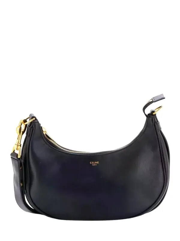 Celine Ava Strap Bag Leather Medium Hobo Bag - Black