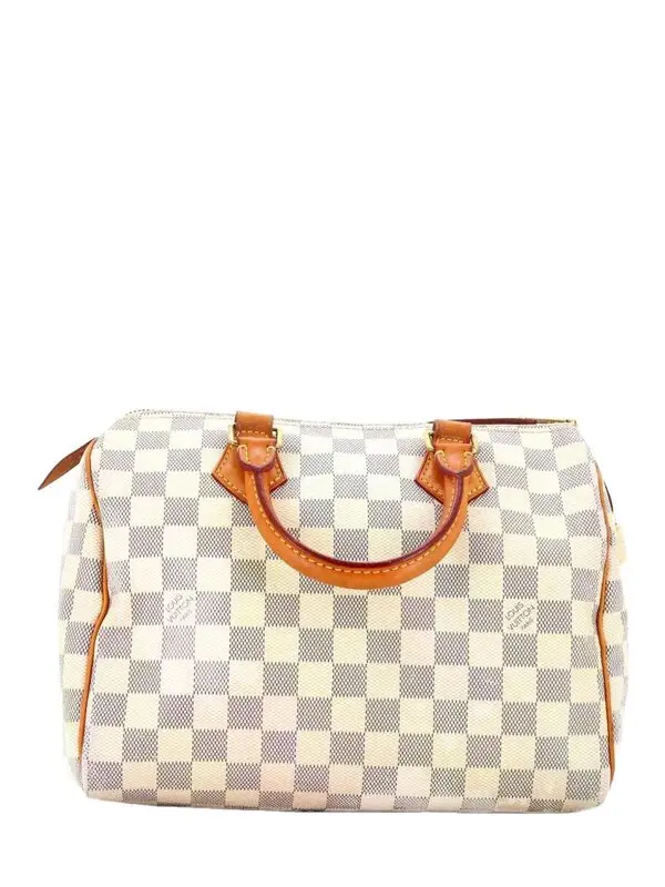 LOUIS VUITTON Speedy Handbag Damier 25 Satchel - White