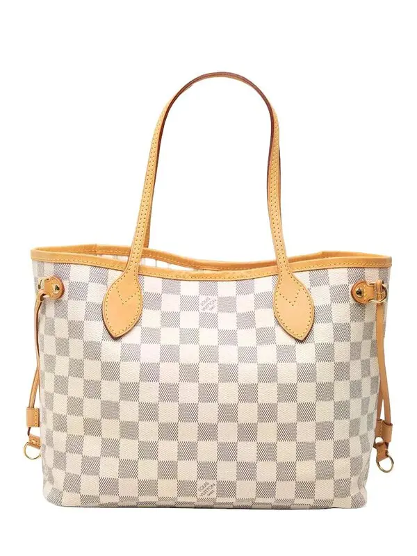 LOUIS VUITTON 2010 Damier Azur Neverfull Pm Tote Bag - White