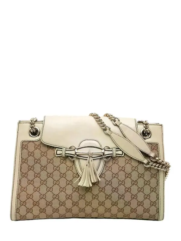 Gucci Large Gg Canvas Emily Shoulder Bag - White