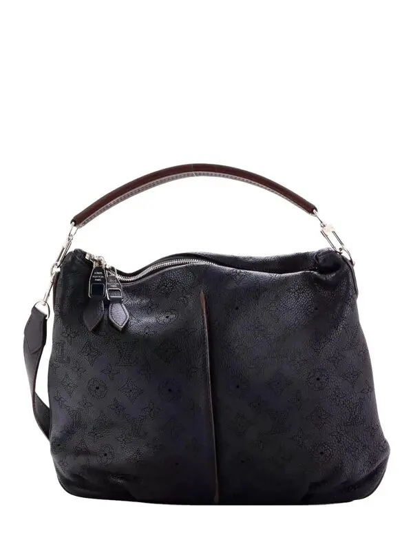 LOUIS VUITTON Selene Handbag Mahina Leather Pm Hobo Bag - Black