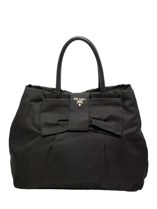 Prada 2000-2012 Tessuto Fiocco Bow Tote Bag - Black