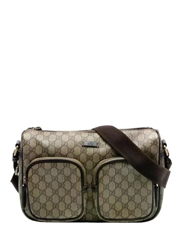 Gucci Gg Supreme Double Pocket Crossbody Bag - Neutrals