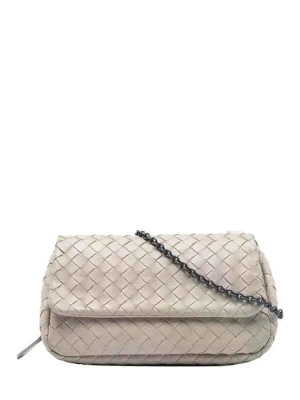 Bottega Veneta Mini Nappa Intrecciato Expandable Chain Flap Crossbody Bag - Neutrals