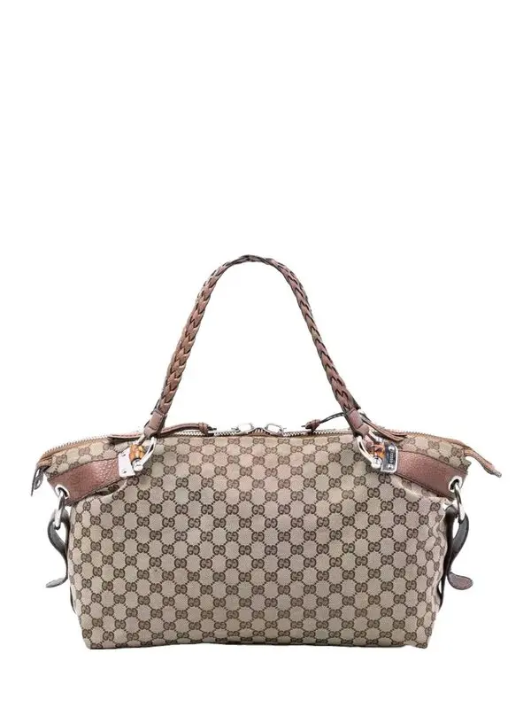 Gucci Medium Gg Canvas Bamboo Bar Tote Bag - Neutrals