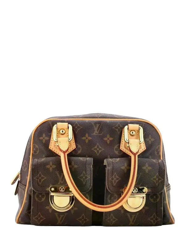LOUIS VUITTON Manhattan Handbag Monogram Canvas Pm Satchel - Brown