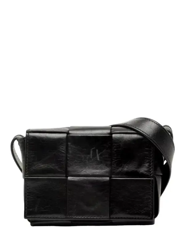 Bottega Veneta 2012-2026 Calfskin Intrecciato Cassette Crossbody Bag - Black