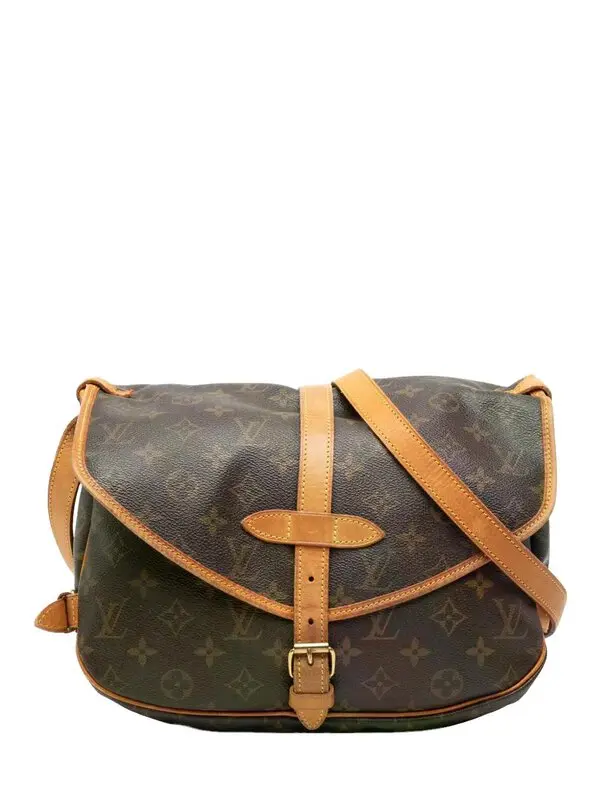 LOUIS VUITTON 2002 Monogram Saumur 25 Crossbody Bag - Brown
