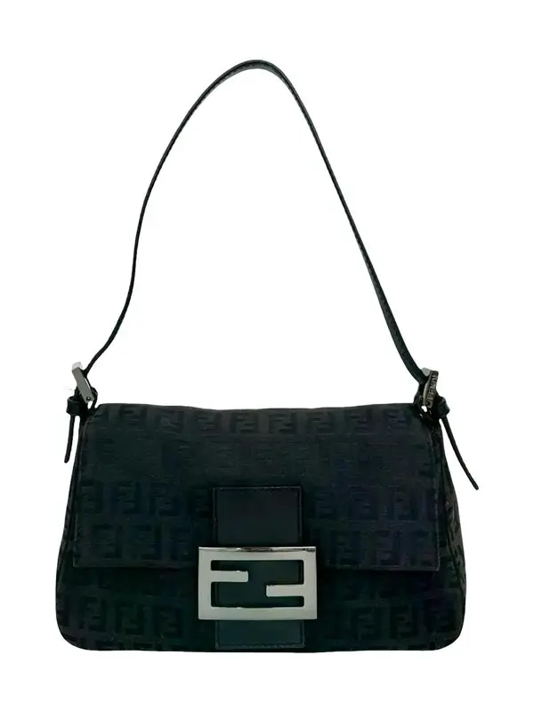 Fendi 2000-2010 Mini Zucchino Canvas Mamma Forever Shoulder Bag - Black