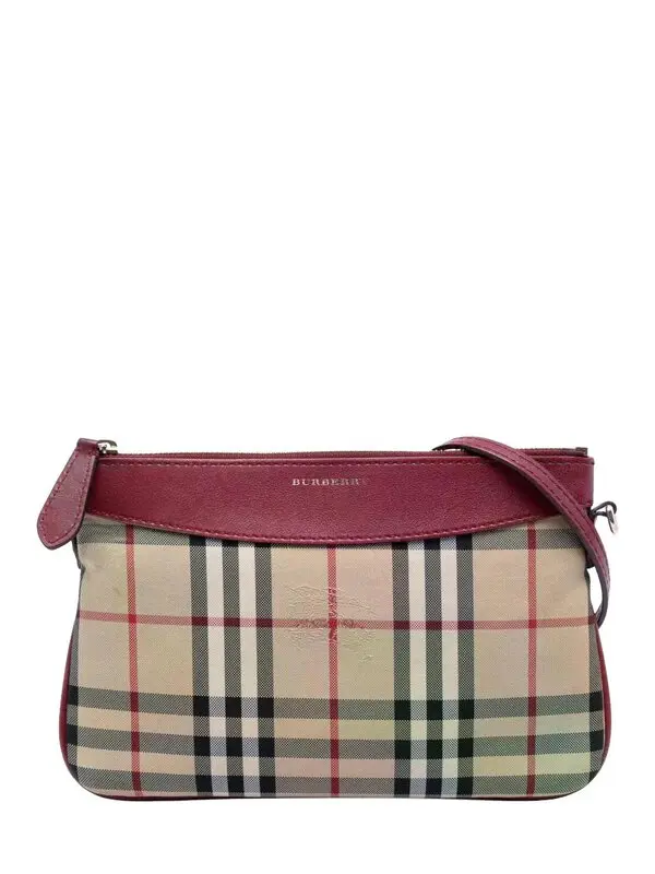 Burberry Haymarket Check Peyton Crossbody Bag - Red