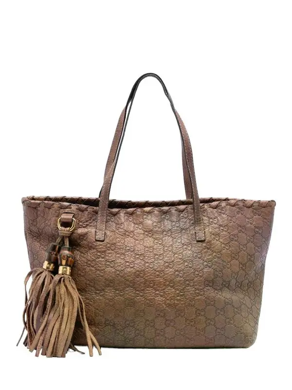 Gucci 2016-2026 Medium Sissima Bamboo Tassel Tote Bag - Brown