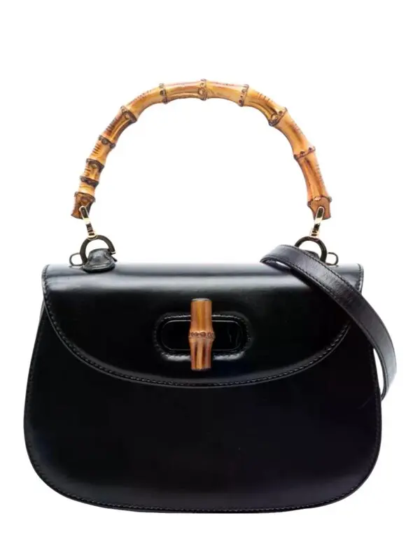 Gucci 20th Century Calfskin Bamboo Night Satchel - Black