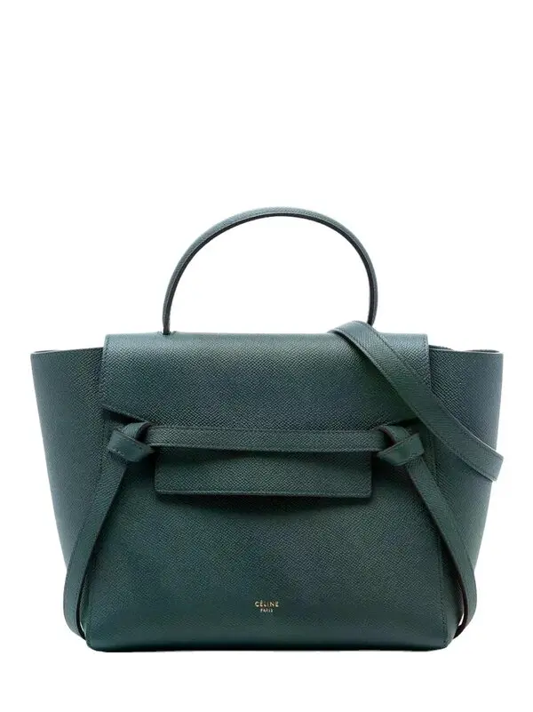 Celine 2018 Micro Grained Calfskin Belt Bag Satchel - Green