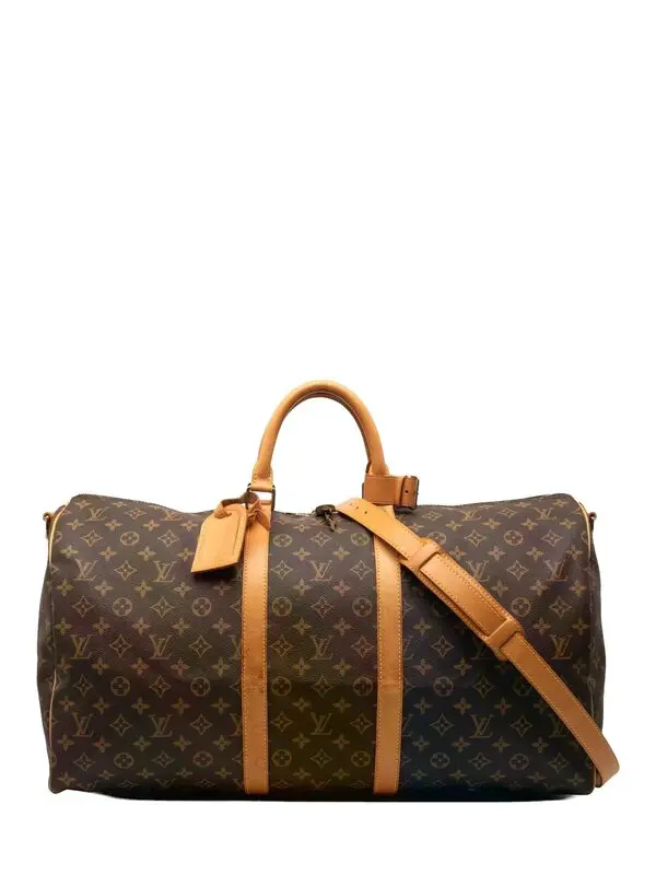 LOUIS VUITTON 1995 Monogram Keepall Bandouliere 55 Travel Bag - Brown