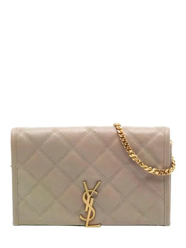 Saint Laurent 2013-2025 Quilted Lambskin Becky Wallet On Chain Crossbody Bag - Brown
