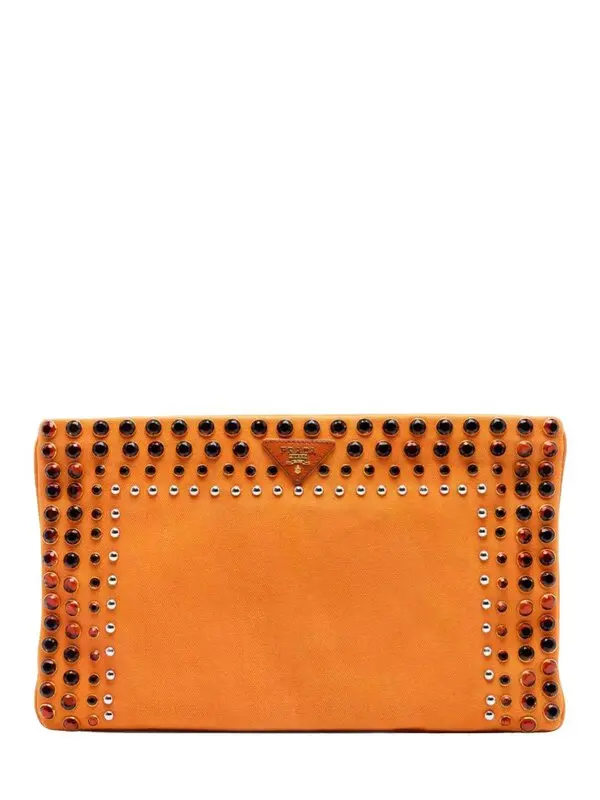 Prada 2010-2025 Canvas Canapa Bijoux Clutch - Orange