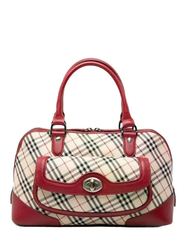 Burberry Nova Check Canvas Handbag - Red