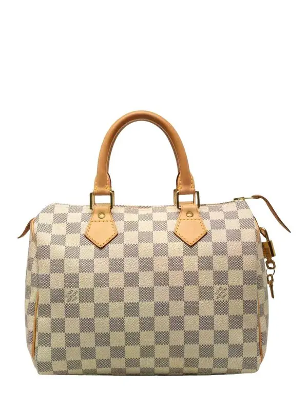LOUIS VUITTON 2007 Damier Azur Speedy 25 Boston Bag - White