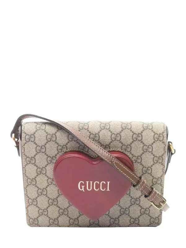 Gucci Mini Gg Supreme Heart Crossbody Bag - Neutrals