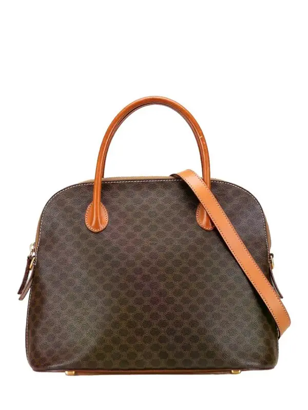 Celine 1995 Macadam Coated Canvas Dome Satchel - Brown