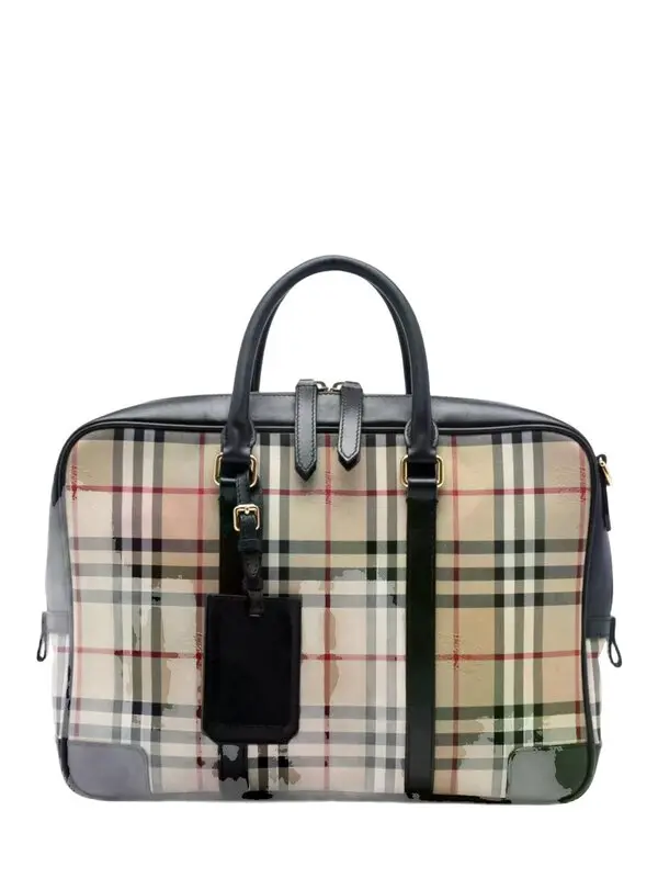 Burberry Haymarket Check Coated Canvas Business Bag - Black
