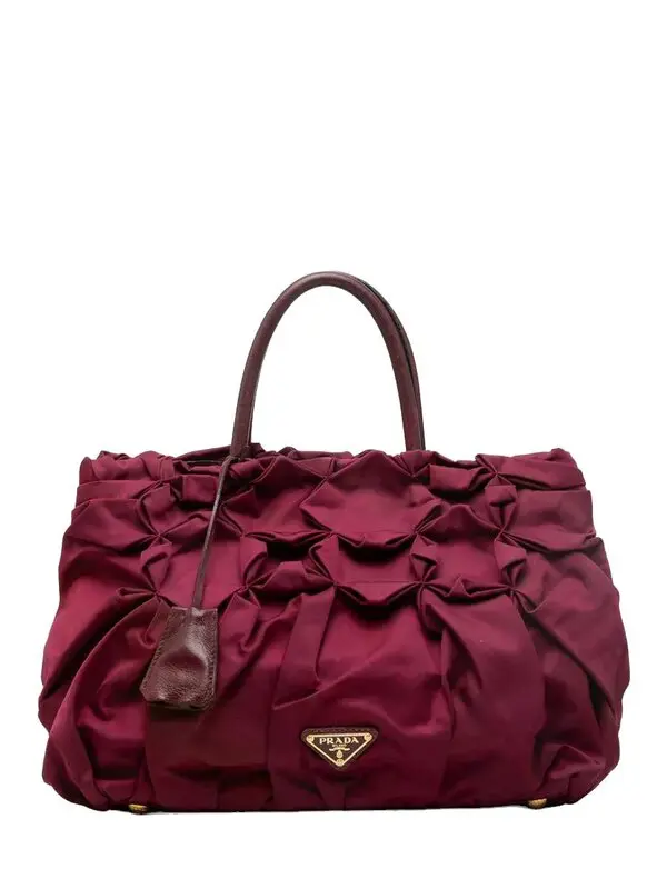 Prada 2013-2025 Tessuto Origami Pleated Tote - Red