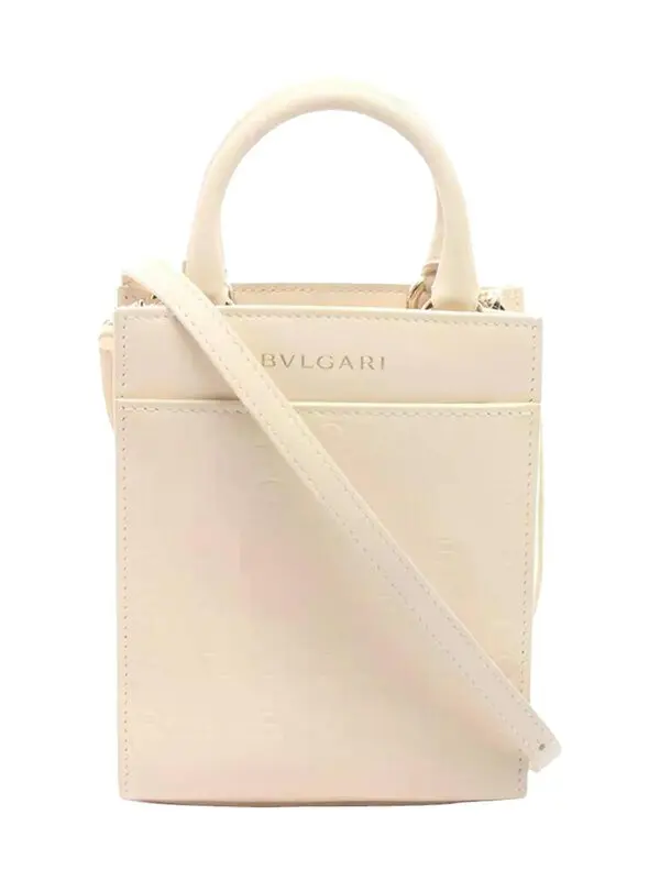 BVLGARI 2010-2026 Leather Mini Logo Infinitum Satchel - Neutrals