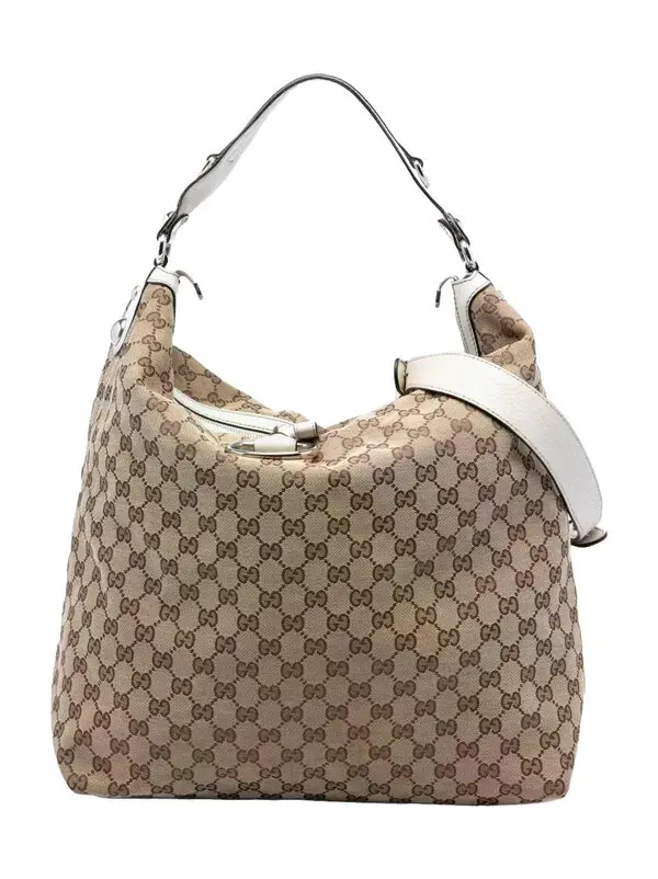 Gucci Large Gg Canvas Icon Bit Hobo Satchel - Neutrals