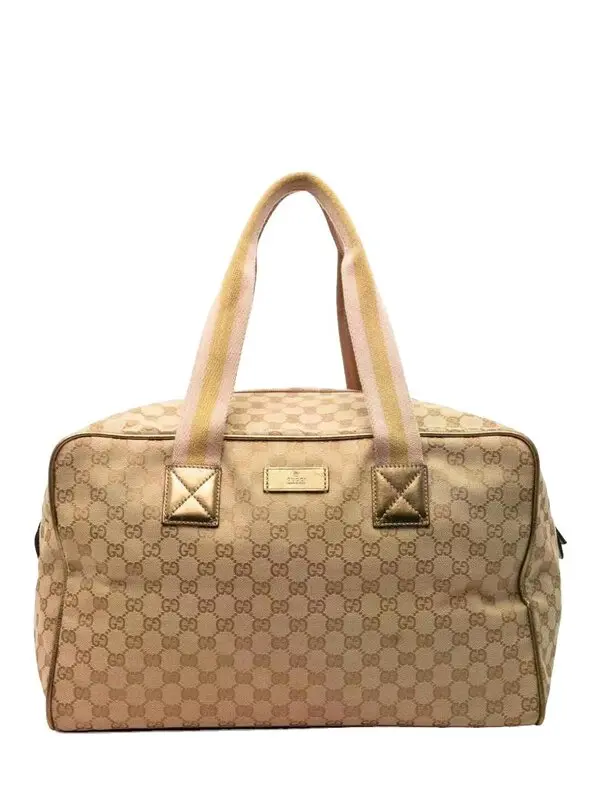 Gucci Gg Canvas Web Duffle Travel Bag - Neutrals