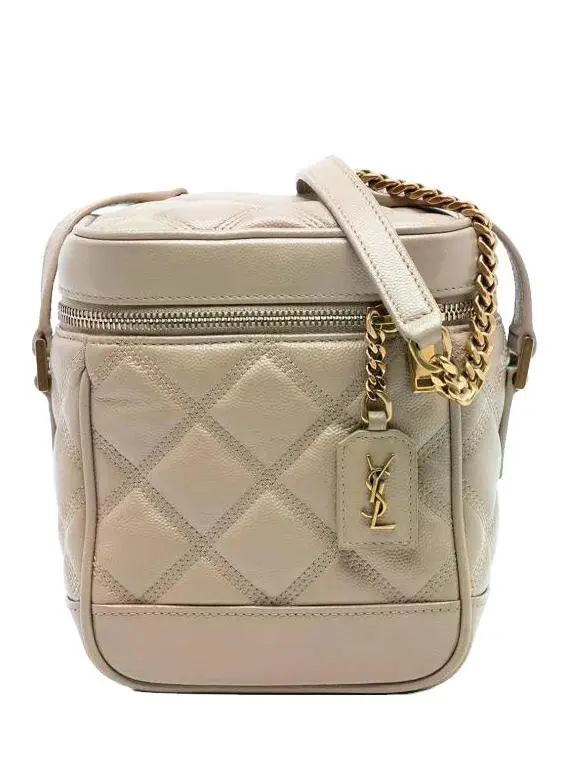 Saint Laurent 2021 Grain De Poudre Quilted 80s Vanity Bag - Neutrals