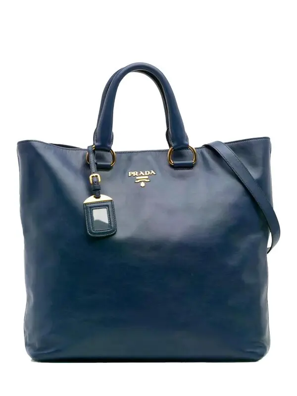 Prada Soft Calf Open Convertible Tote Satchel 2010-2025 - Blue