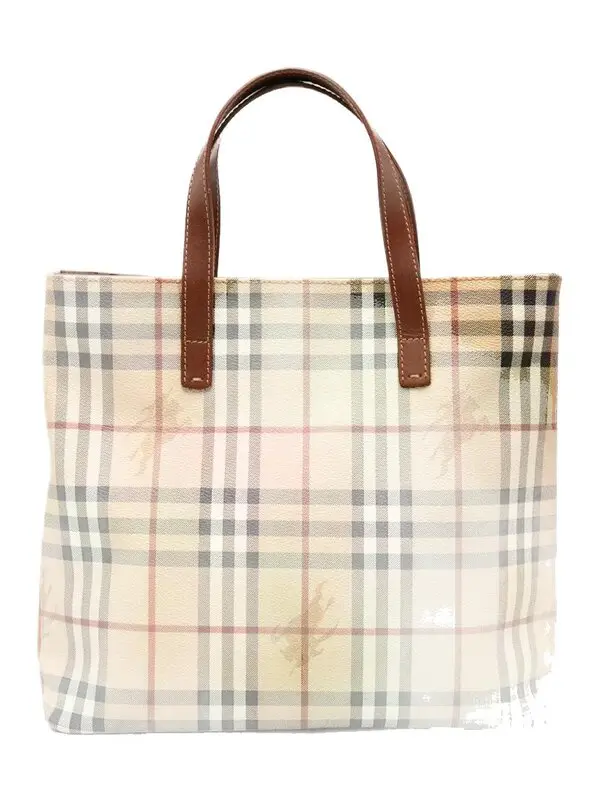 Burberry Haymarket Check Coated Canvas Tote Bag - Neutrals