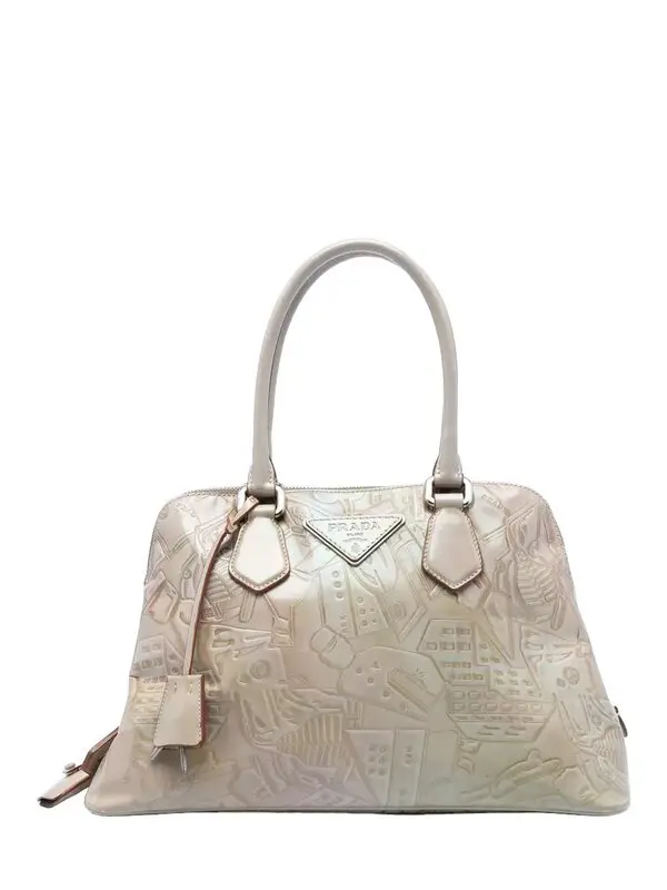 Prada Embossed Leather Handbag - Neutrals