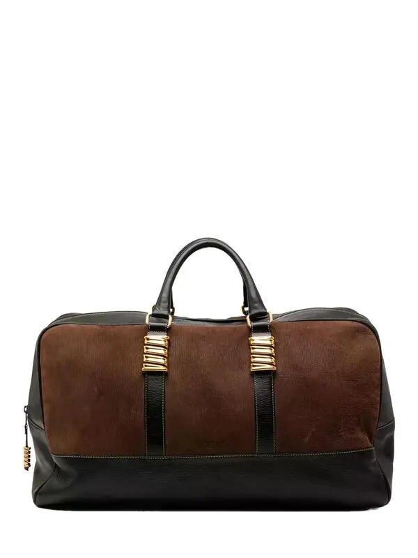 Loewe 2010-2026 Bicolor Suede And Calfskin Velazquez Twist Travel Bag - Brown