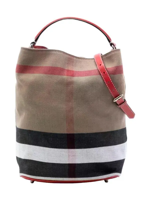 Burberry Medium Mega Check Ashby Bucket Bag - Brown