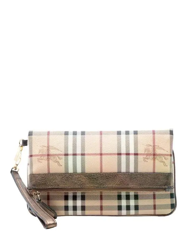 Burberry Haymarket Check Coated Canvas Adeline Wristlet - Neutrals