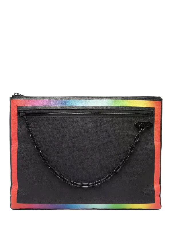 LOUIS VUITTON 2019 Taiga Rainbow Pochette A4 Clutch - Black