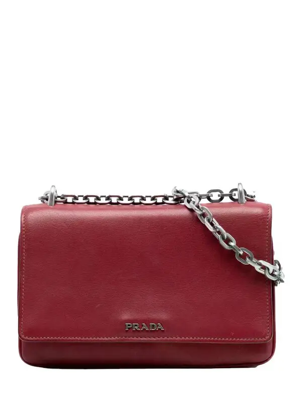 Prada Soft Calf Chain Crossbody Bag - Red