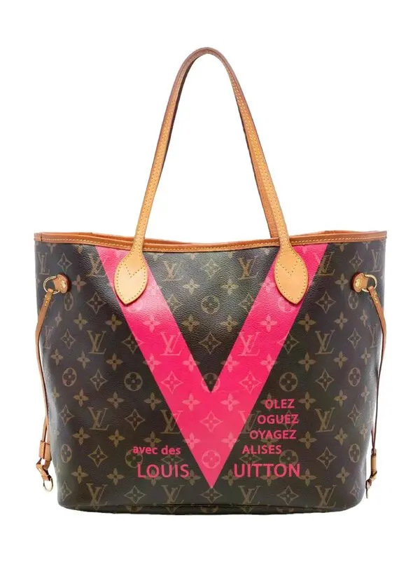 LOUIS VUITTON 2015 Monogram V Neverfull Mm Tote Bag - Brown