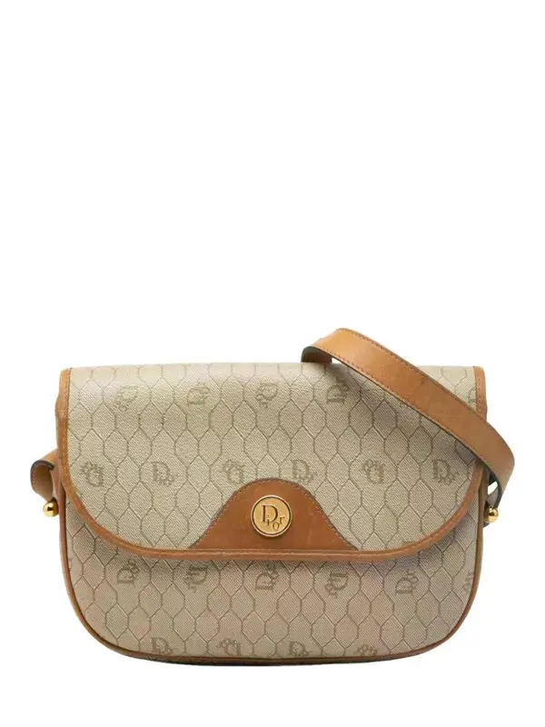 Dior 1980-1990 Honeycomb Coated Canvas Crossbody Bag - Neutrals