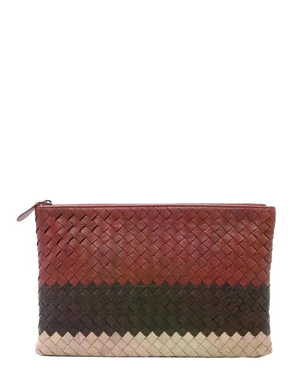 Bottega Veneta Tricolor Nappa Intrecciato Clutch Bag - Red