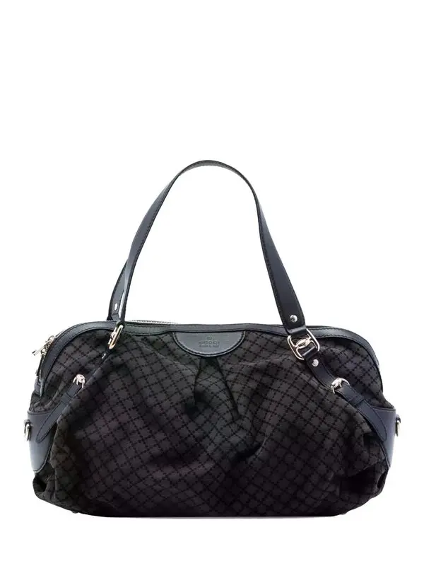 Gucci Diamante Canvas Bridle Satchel - Grey