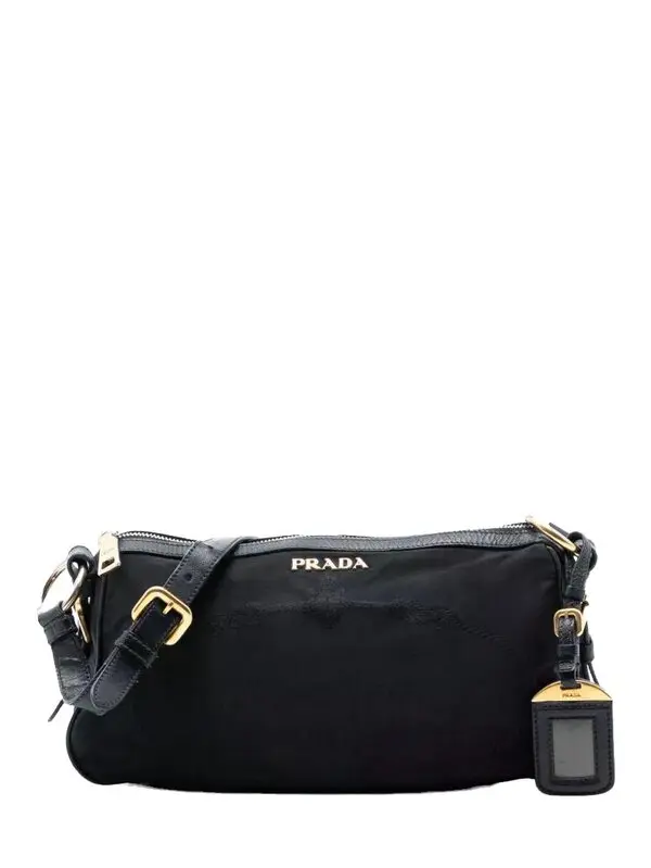 Prada Tessuto Canapa Logo Shoulder Bag - Black