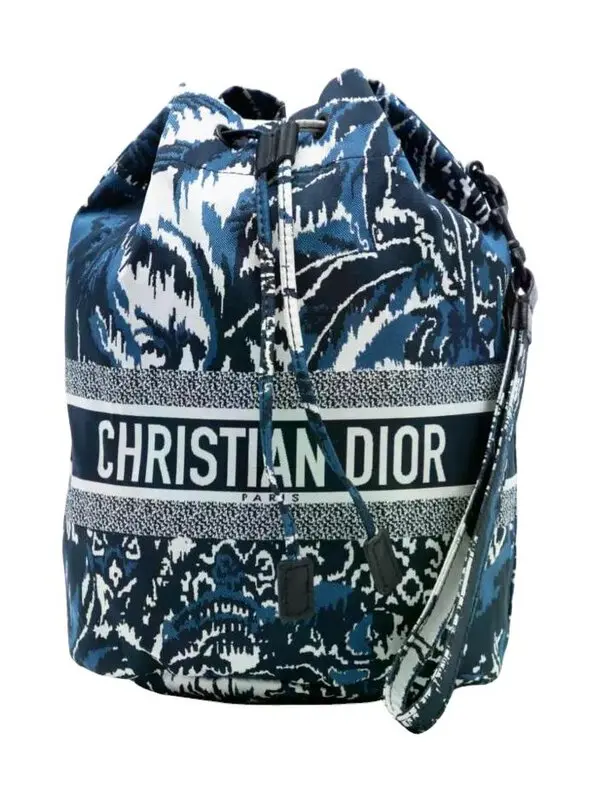 Dior 2021 Technical Fabric Embroidered Pouch - Blue