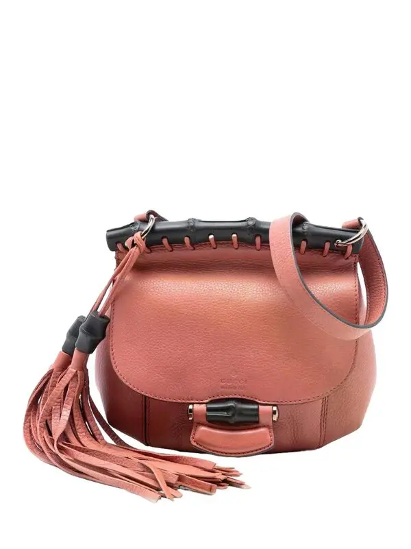 Gucci Small Leather Bamboo Fringe Crossbody Bag - Pink