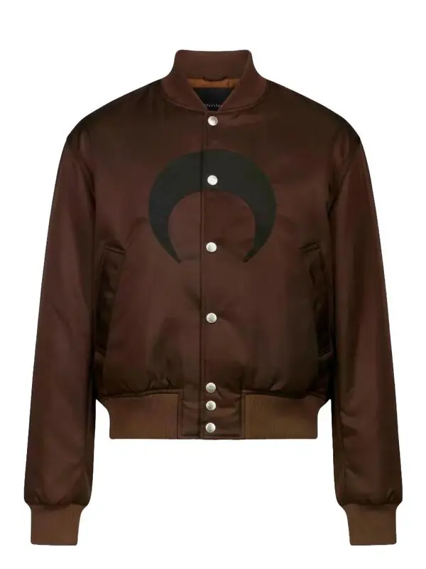 MARINE SERRE Moon-print Buttoned Bomber Jacket - Brown