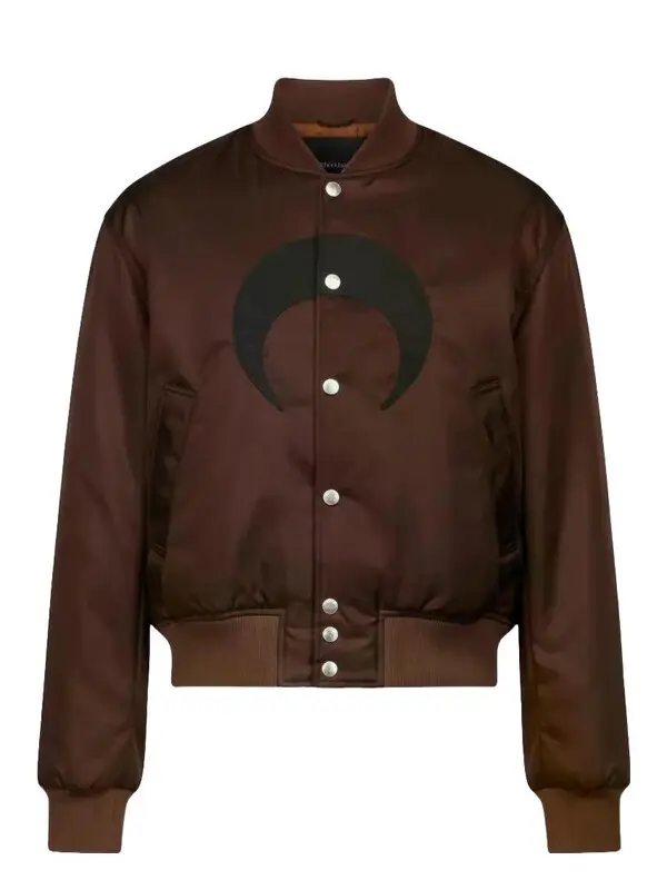 MARINE SERRE Moon-print Buttoned Bomber Jacket - Brown